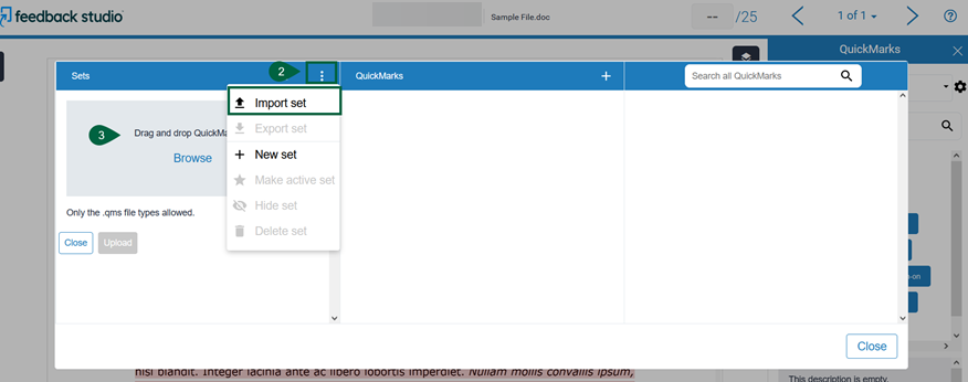 The Export/Import Process for Turnitin Quickmarks sets