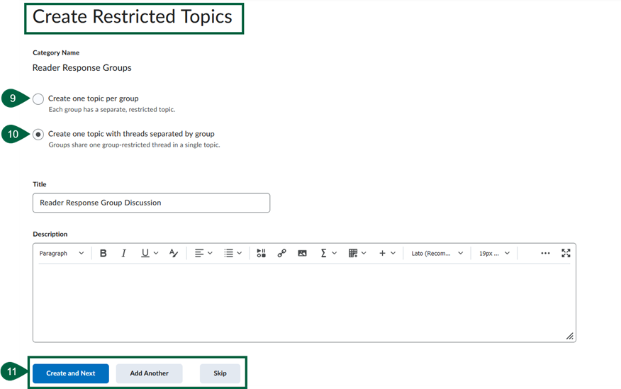 Create Group Restricted Discussion Areas