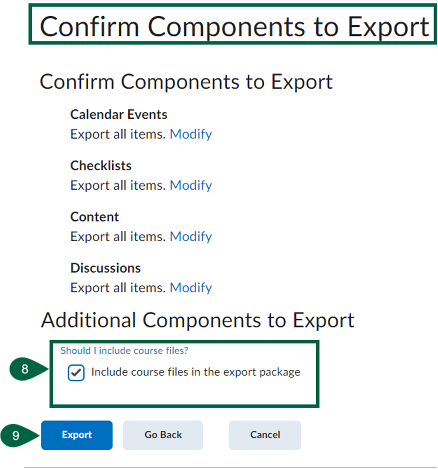 Export Course Components