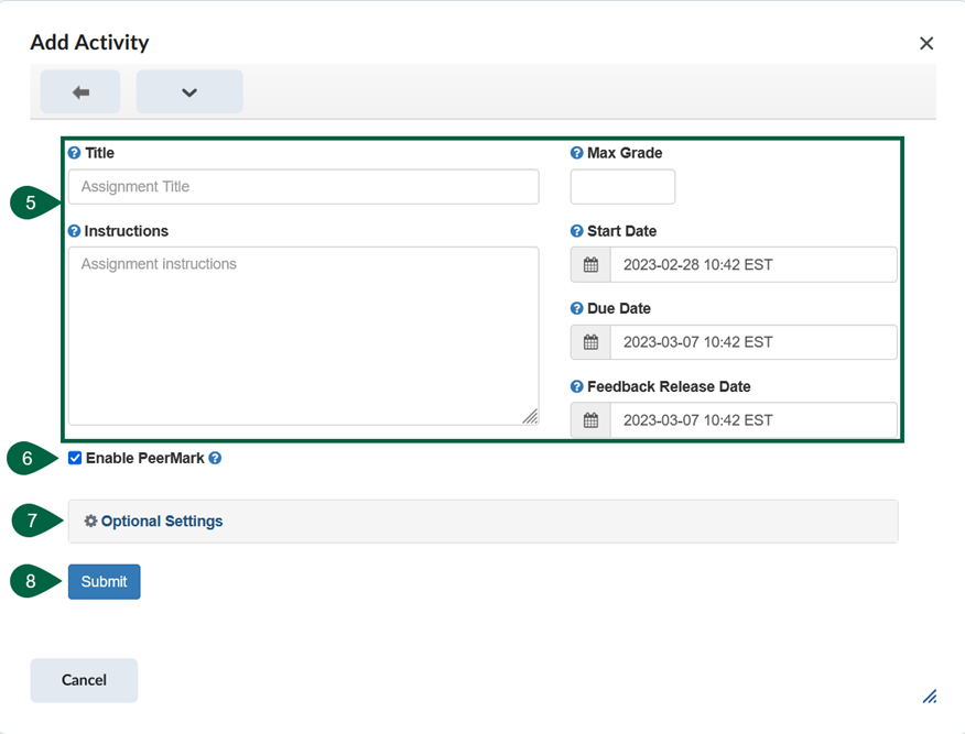 How to Create and set up a PeerMark Assignment