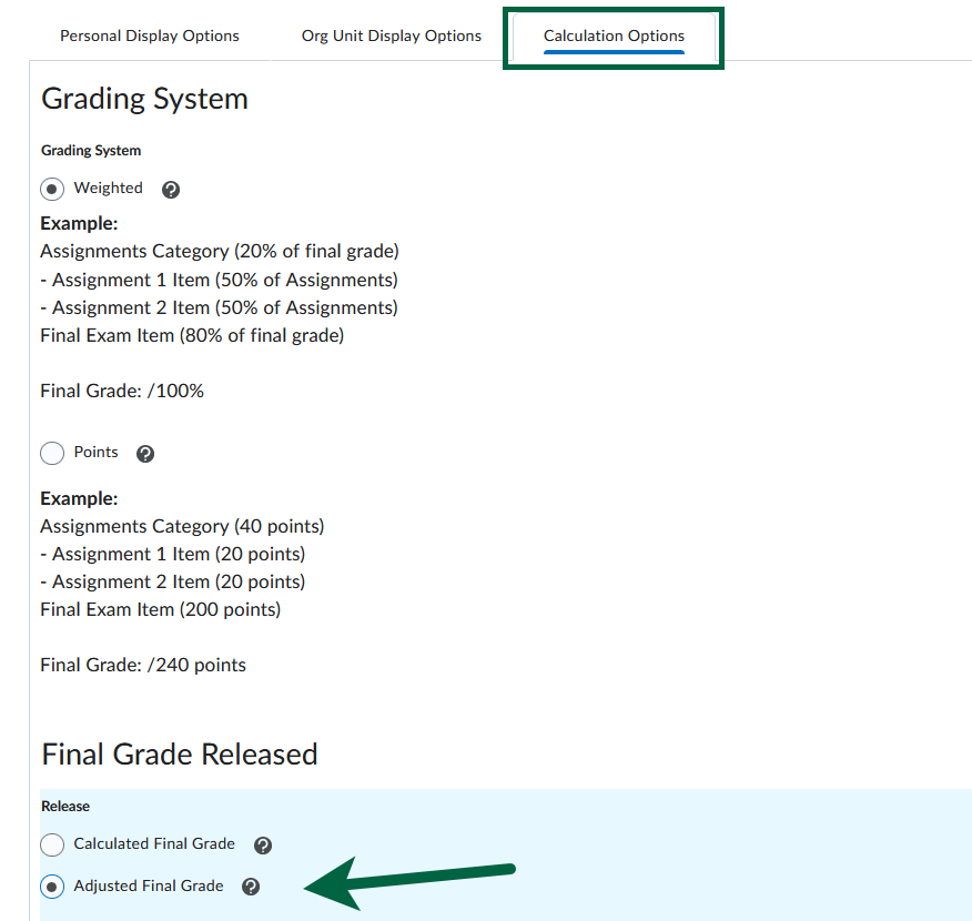 Final Adjusted Grade