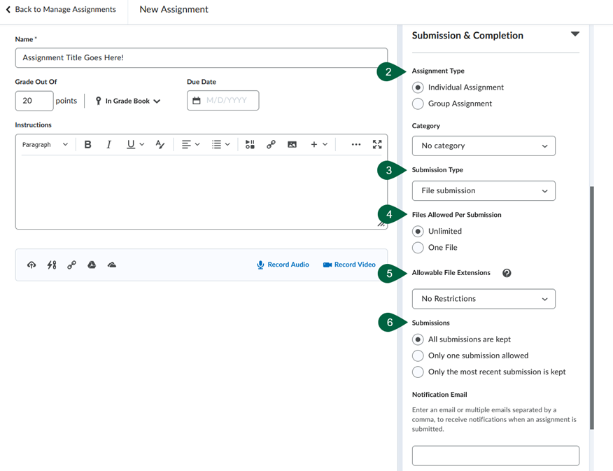 Creating an Assignment