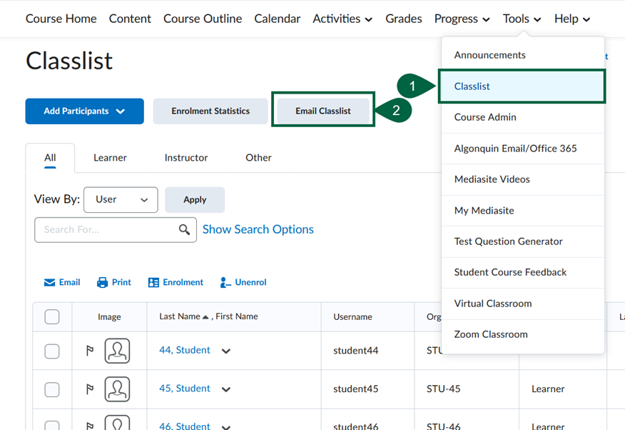 Emailing Your Class Via the Classlist