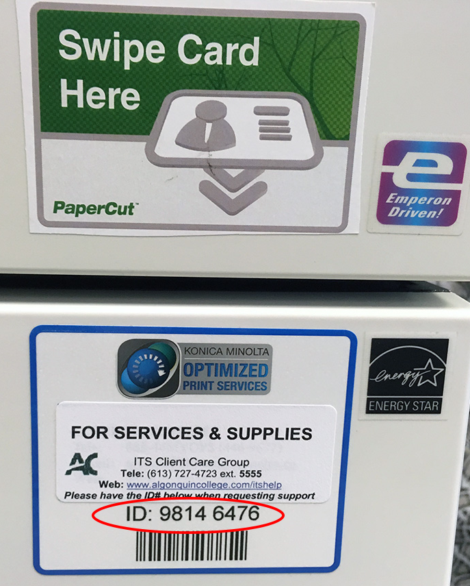 How do I find the Konica Minolta printer ID number?