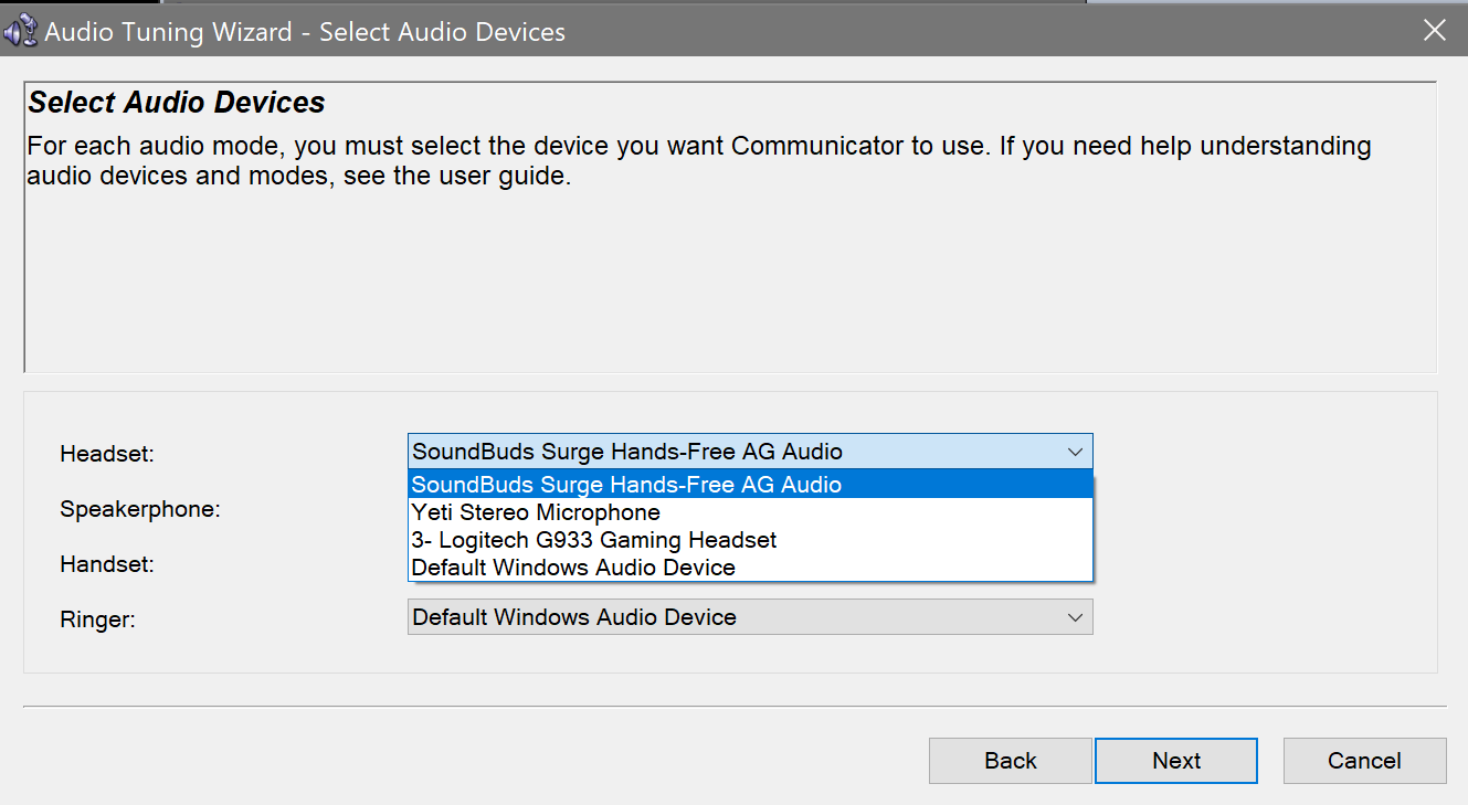 How do I configure my headset for usage with the softphone software?