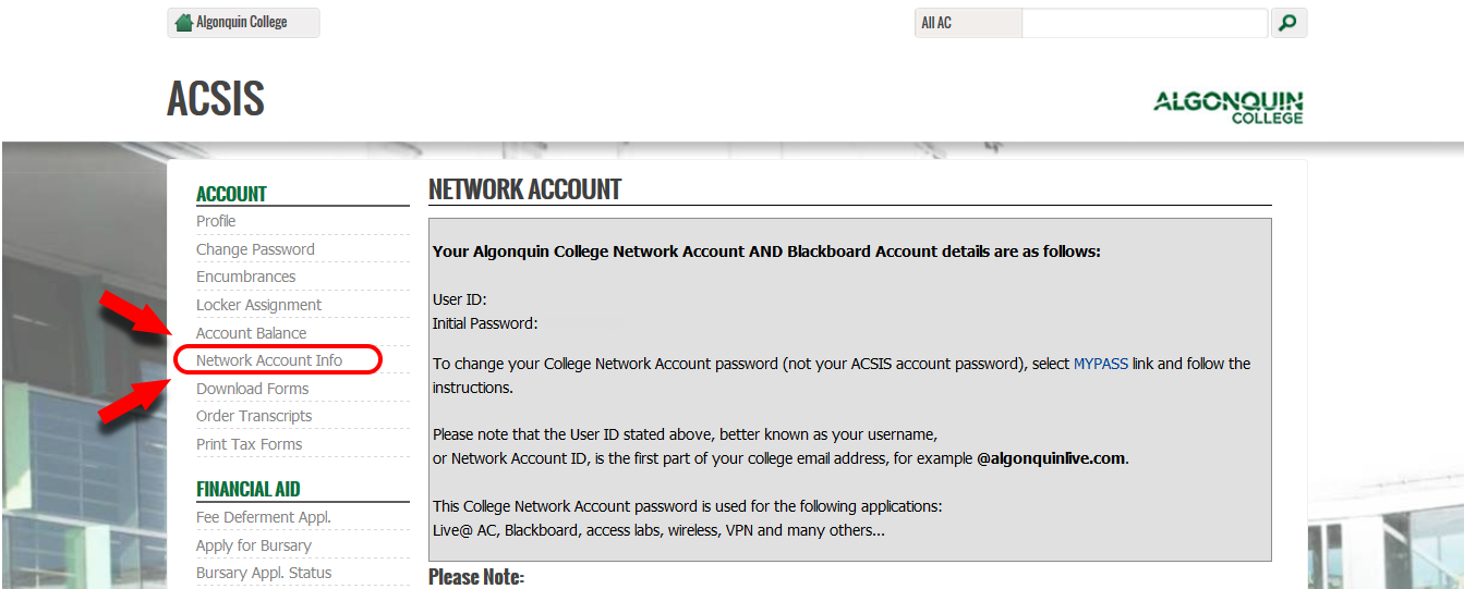 How to log into ACSIS