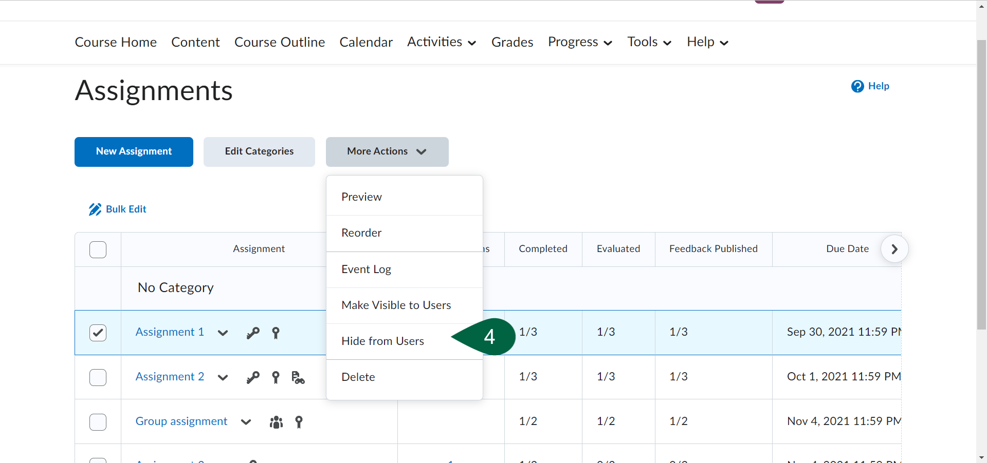 Hiding All Grades from the Students View