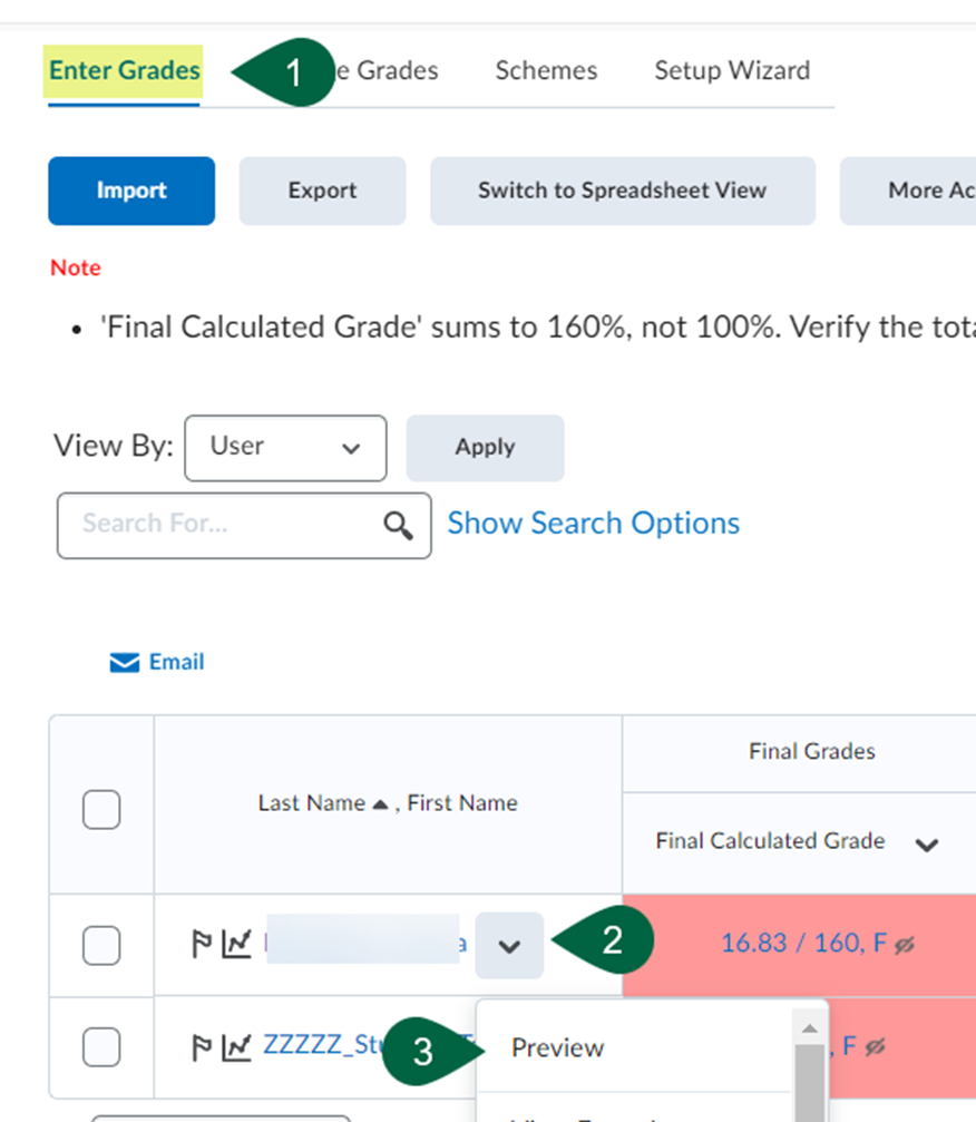 View Content as a Learner - Preview Content and Student Gradebook