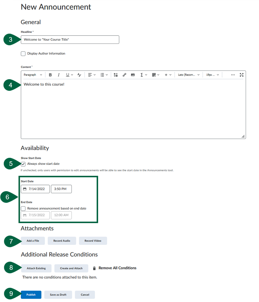 Create an Announcement