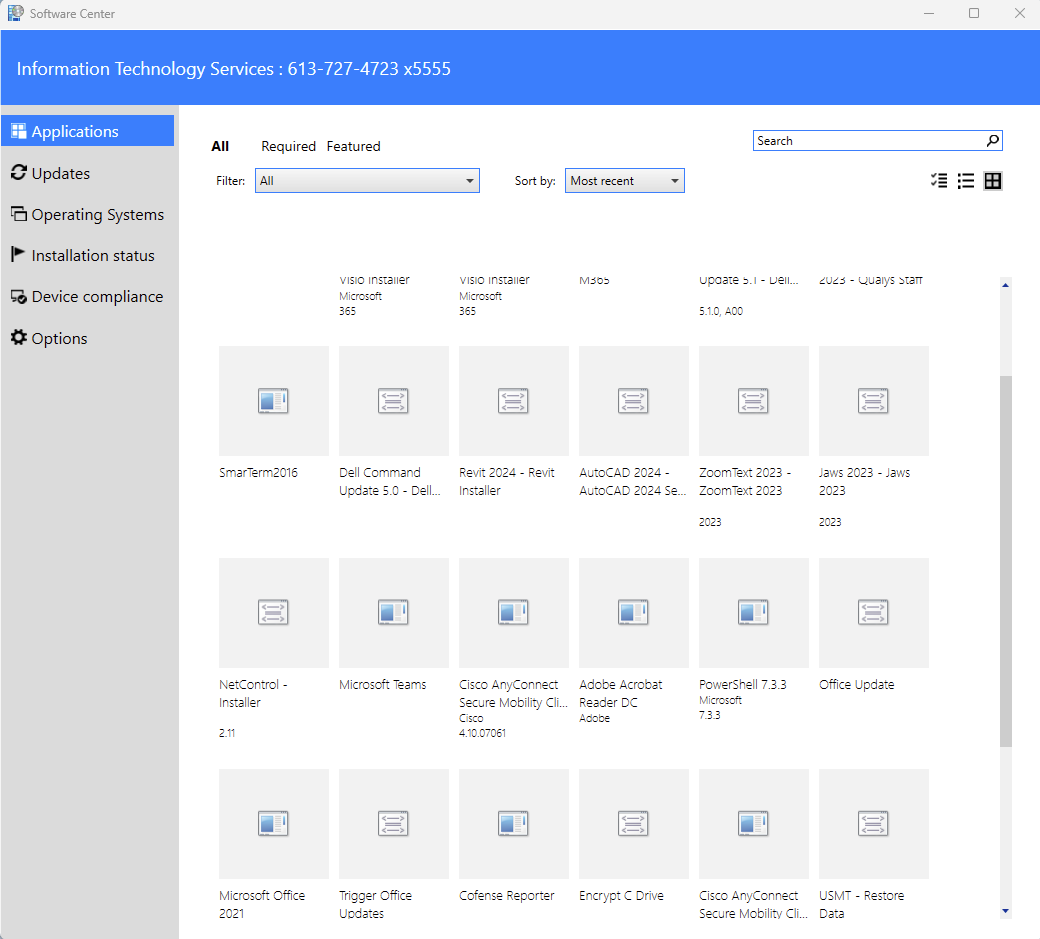 How do staff get software installed on a college laptop?
