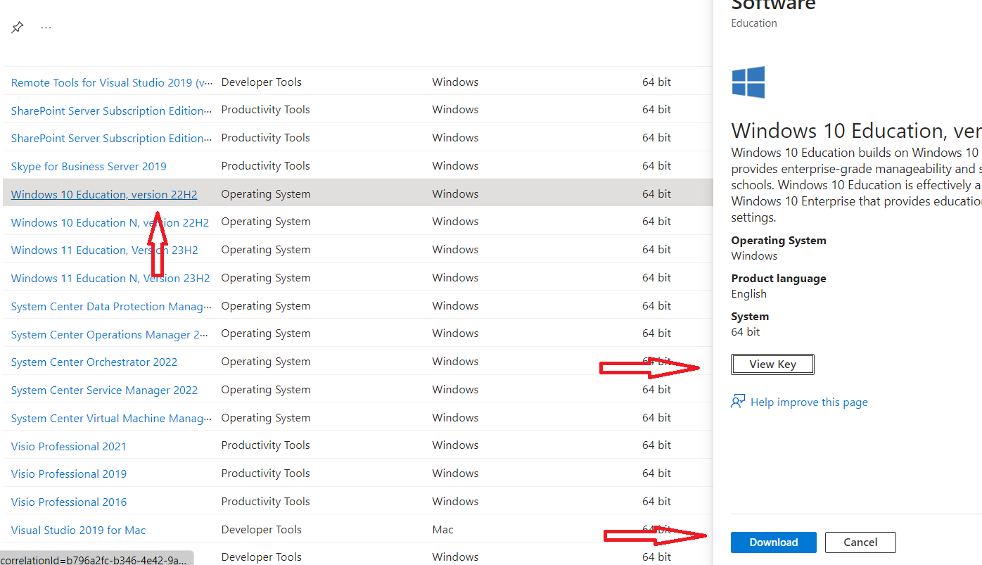 How to download software from Microsoft Azure