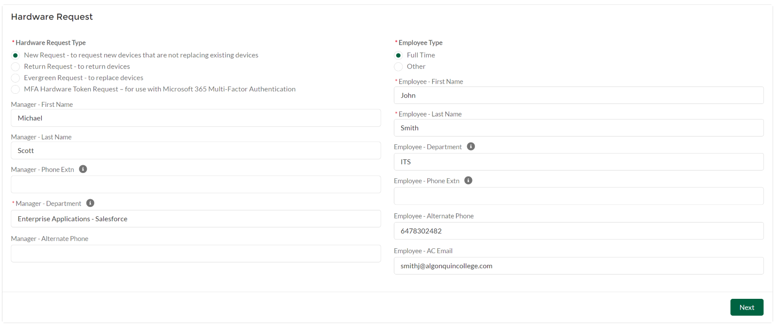How to submit a Hardware Request or Return
