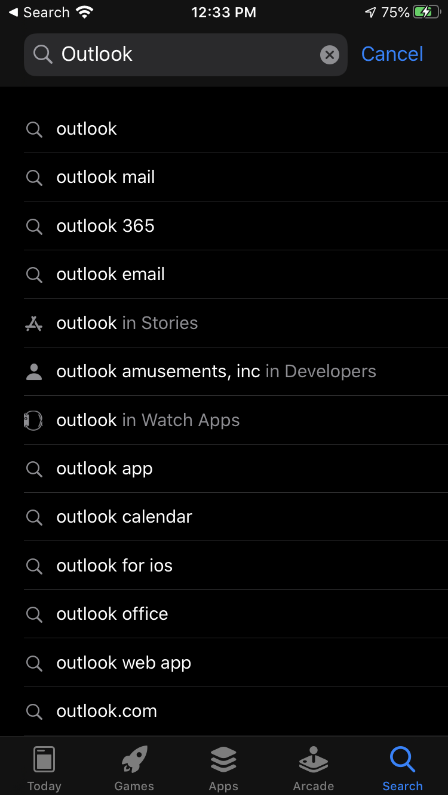 How do I install the Microsoft Outlook app for iOS?