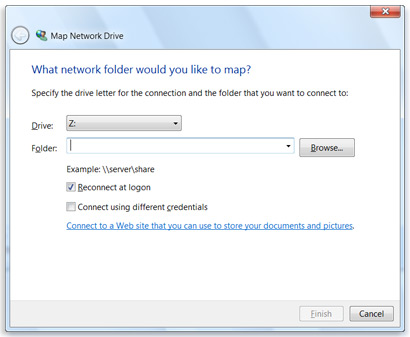 How do I connect or map a network drive in Windows?